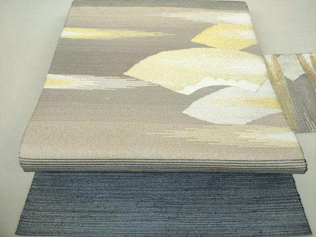 平和屋着物●八寸名古屋帯　地紙文　金銀糸　正絹　逸品　DAAU5463ps