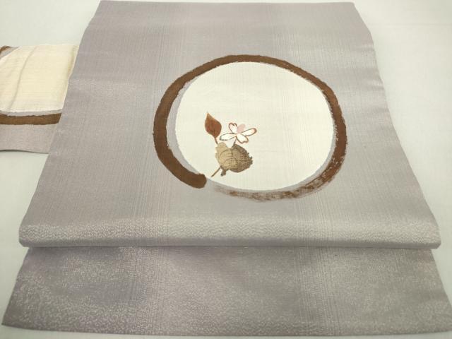 平和屋着物●九寸名古屋帯　柿渋染　草花丸文　金糸　正絹　逸品　DAAU5510ps