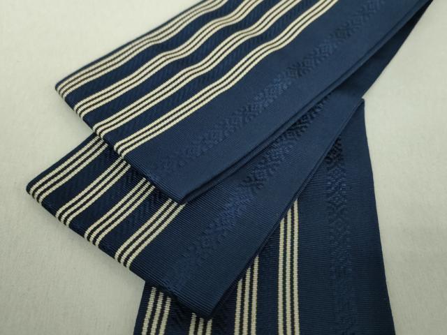 平和屋着物●男性　本場筑前博多織　角帯　間道　正絹　逸品　DAAU5529ps