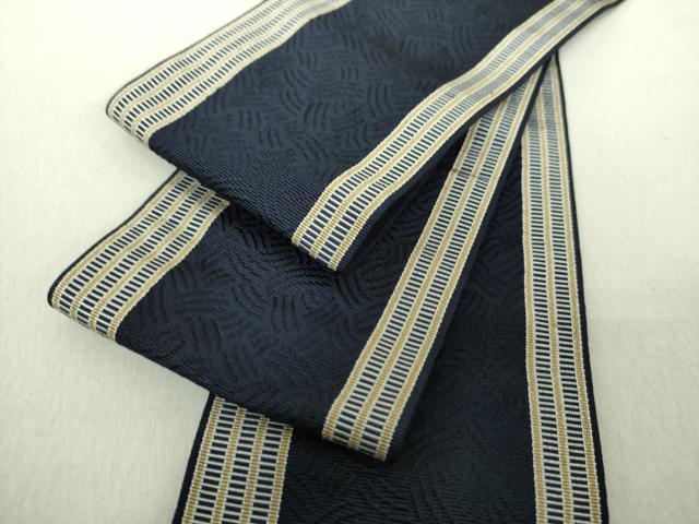 平和屋着物●男性　本場筑前博多織　角帯　変わり間道　井上絹織謹製　証紙付き　正絹　逸品　未使用　DAAU5533ps