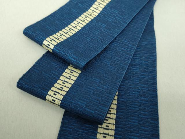 平和屋着物●男性　本場筑前博多織　両面　角帯　間道　正絹　逸品　未使用　DAAU5534ps