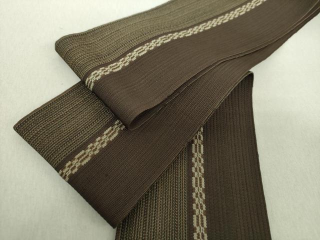 平和屋着物●男性　本場筑前博多織　角帯　間道　正絹　逸品　DAAU5540ps
