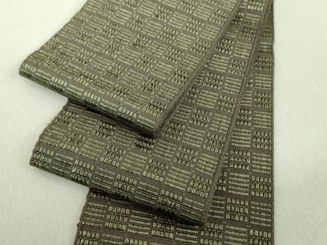 平和屋着物●男性　本場筑前博多織　角帯　格子　正絹　逸品　DAAU5541ps