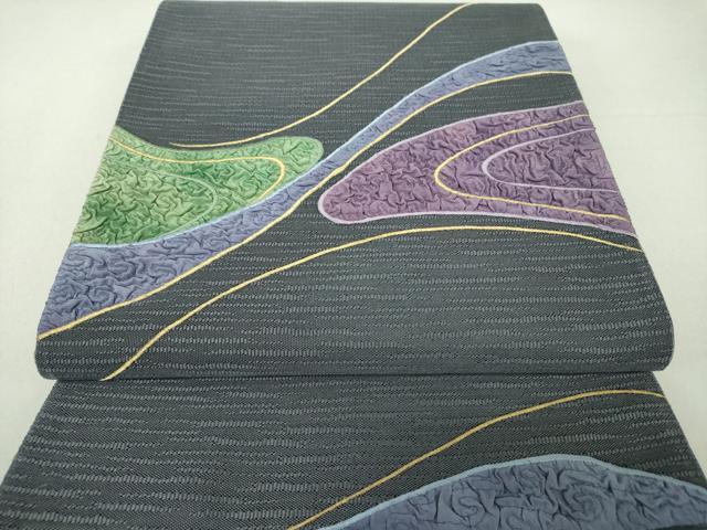 平和屋着物●太鼓柄袋帯　霞文　金糸　正絹　逸品　DAAU5567ps