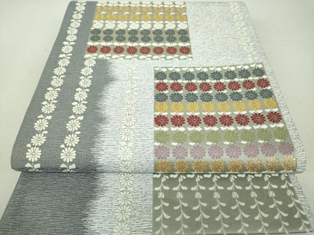 平和屋着物●西陣　六通柄袋帯　菊間道　金糸　証紙付き　正絹　逸品　DAAU5573ps