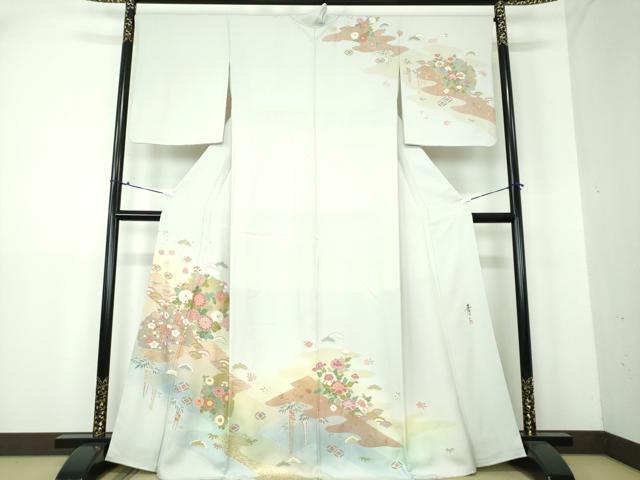 平和屋着物●京友禅の第一人者　松井青々　訪問着　雪輪吉祥花文　暈し染め　金彩　正絹　逸品　DAAU5593ps