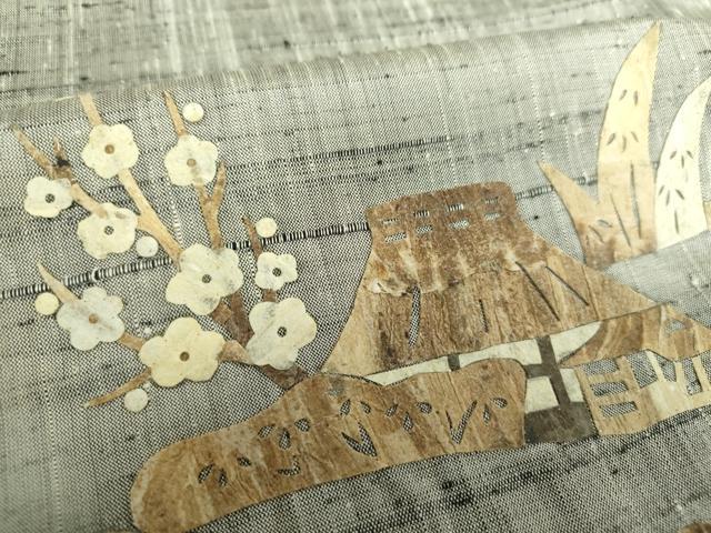 平和屋着物●蓑虫工芸作家　田尾笛秋　色留訪問着　紬地　風景花文　正絹　逸品　DAAU5624ps 平和屋着物○蓑虫工芸作家 田尾笛秋 色留訪問着 紬地