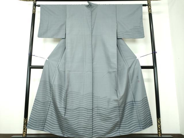 平和屋着物●染色作家　寺島利男　訪問着　紬地　霞文　正絹　逸品　DAAU5652ps