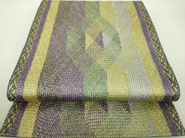 平和屋着物●ひなや工房　くむ・あむ・おる　伊豆蔵明彦　組織　全通柄袋帯　変わり間道　金糸　正絹　逸品　DAAU5661ps