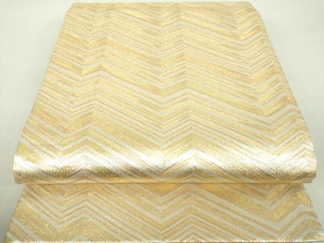 平和屋着物●西陣　織楽浅野　六通柄袋帯　変わり間道　金銀糸　正絹　逸品　DAAU5663ps