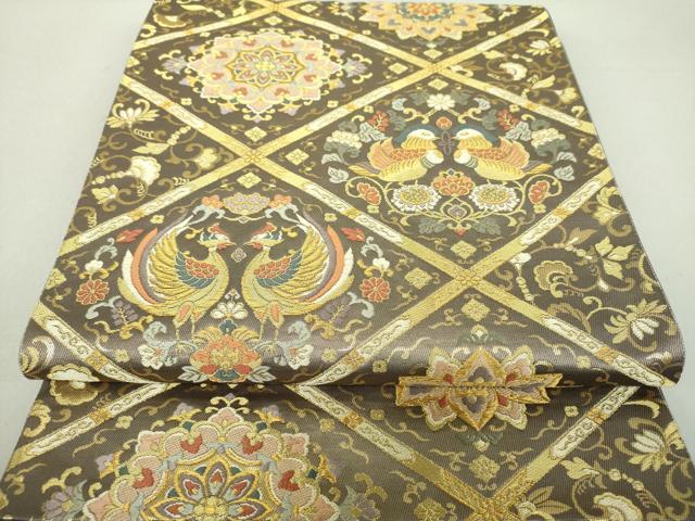 平和屋着物●西陣の名門　本家加納　六通柄袋帯　唐織　正倉院花鳥文　金糸　正絹　逸品　DAAU5664ps