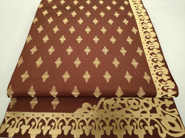 平和屋着物●西陣　川島織物　全通柄　本袋帯　菱間道　金糸　正絹　逸品　DAAU5715ps