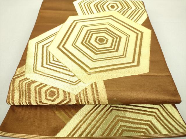 平和屋着物●西陣　川島織物　六通柄　本袋帯　幾何学文様　金糸　正絹　逸品　DAAU5722ps