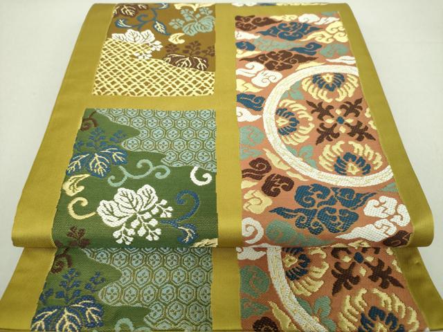 平和屋着物●西陣　鹿子井山田謹製　六通柄袋帯　唐織　慶長文様　金糸　証紙付き　正絹　逸品　DAAU5723ps