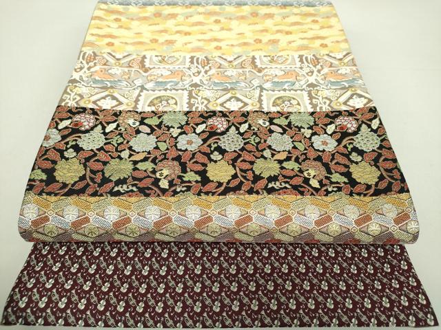 平和屋着物●六通柄袋帯　切嵌　横段花鳥文　金糸　正絹　逸品　DAAU5730ps