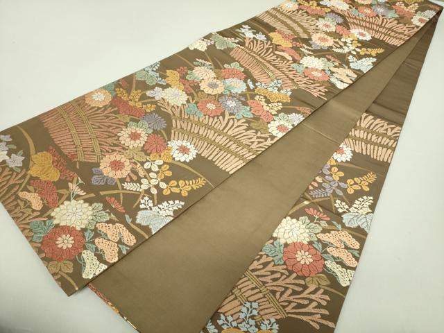 平和屋着物○六通柄袋帯 唐織 柴垣に菊桐文 金糸 正絹