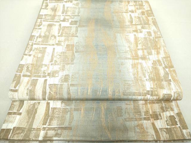 平和屋着物●伝統工芸品　伊那紬　手織り　全通柄袋帯　霞間道　金彩　正絹　逸品　未使用　DAAU5750ps