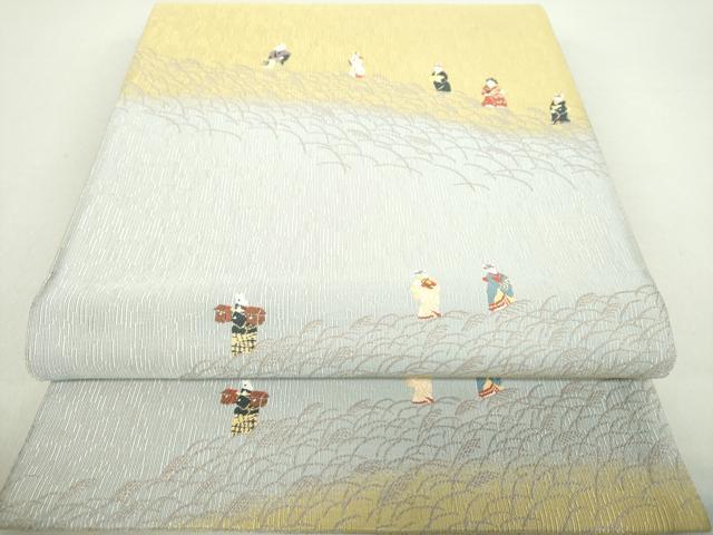 平和屋着物●六通柄袋帯　唐織　狐の嫁入り　金糸　正絹　逸品　DAAU5751ps