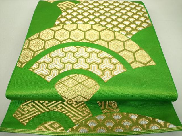 平和屋着物●西陣　川島織物　六通柄　本袋帯　青海波花文　金糸　正絹　逸品　DAAU5758ps