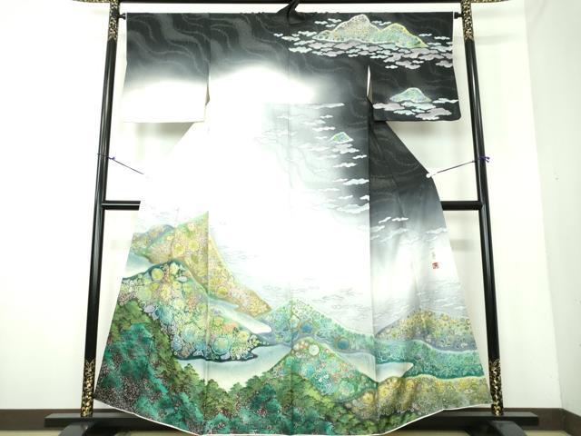 平和屋着物●吉乃一廉　幻の辻が花　訪問着　絞り　辻が花　暈し染め　金通し地　正絹　逸品　DAAU5776ps