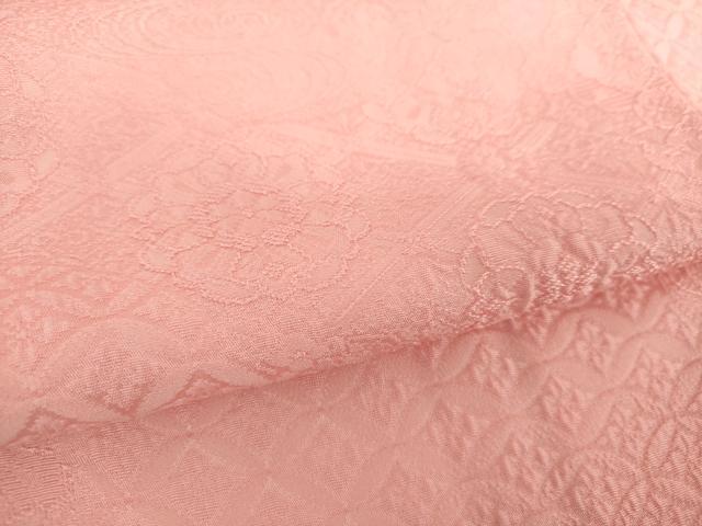 平和屋着物○上質な色無地 吉祥花地紋 紅梅色 高島屋扱い 正絹