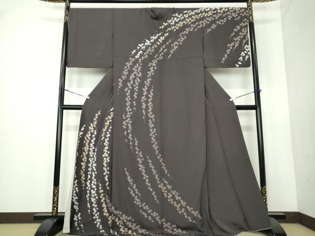 平和屋着物●訪問着　枝垂れ桜　金彩　ロング丈　正絹　逸品　DAAU5802ps