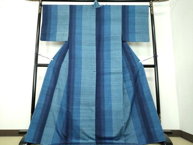 平和屋着物●上質な紬　鰹縞　正絹　逸品　未使用　DAAU5803ps