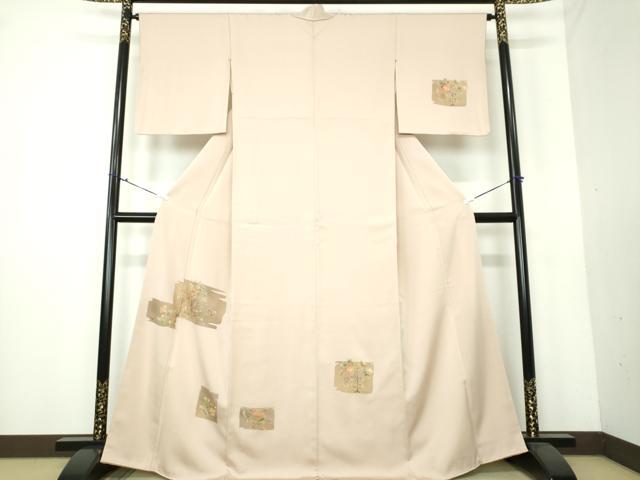 平和屋着物●訪問着　刺繍　破れ色紙花文　金彩　反端付き　正絹　逸品　DAAU5805ps