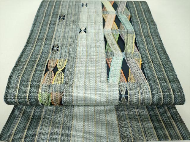 平和屋着物●太鼓柄袋帯　変わり間道　金糸　正絹　逸品　未使用　DAAU5871ps