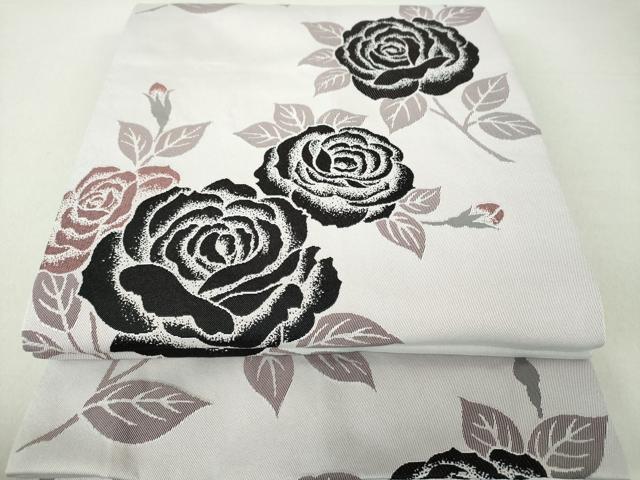 平和屋着物●全通柄京袋帯　薔薇　正絹　逸品　DAAU5875ps