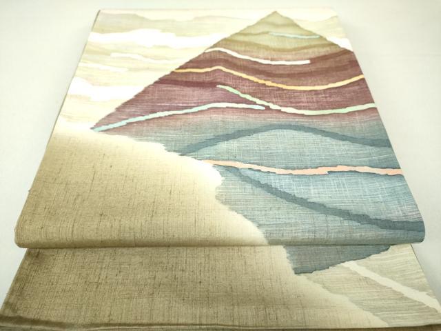 平和屋着物●太鼓柄袋帯　作家物　紬地　霞文　金彩　正絹　逸品　DAAU5879ps