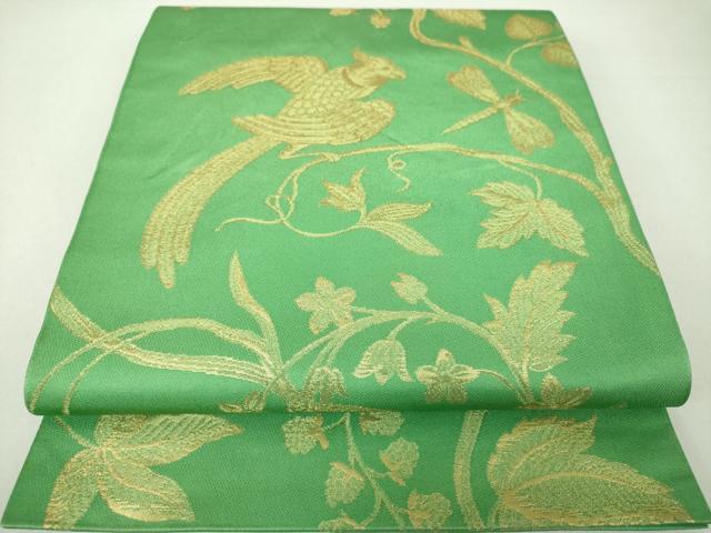 平和屋着物●織物一筋名門　織悦　全通柄　本袋帯　花鳥文　蜻蛉　金糸　正絹　逸品　DAAU5885ps