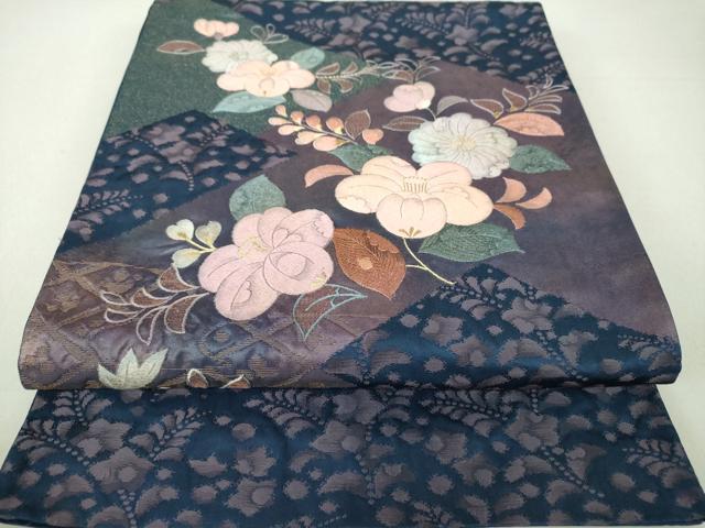 平和屋着物●太鼓柄袋帯　総刺繍　辻が花　金糸　正絹　逸品　DAAU5894ps