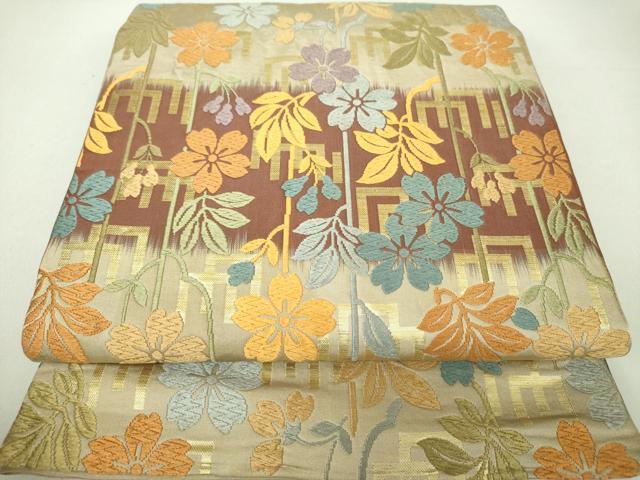 平和屋着物●六通柄　本袋帯　唐織　枝垂れ桜　金糸　正絹　逸品　DAAU5900ps 平和屋着物○六通柄 本袋帯 唐織 枝垂れ桜 金糸 正絹 逸品 DAAU5900ps