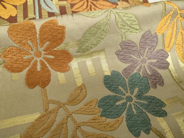 平和屋着物○六通柄 本袋帯 唐織 枝垂れ桜 金糸 正絹 逸品 DAAU5900ps