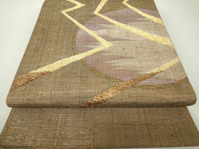 平和屋着物●太鼓柄袋帯　紬地　抽象文様　金糸　正絹　逸品　DAAU5924ps