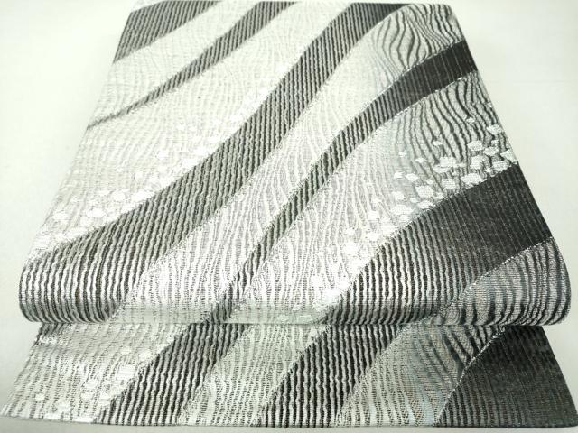 平和屋着物●両面　六通柄袋帯　本泥染　霞文　銀糸　やまと誂製　正絹　逸品　DAAU5930ps