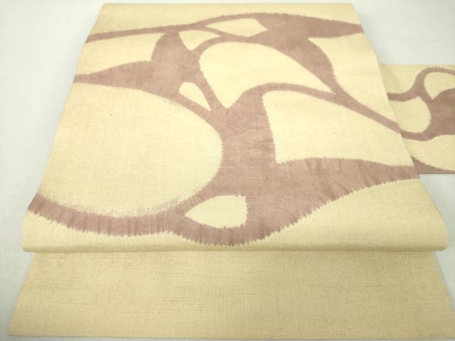 平和屋着物●九寸名古屋帯　紬地　絞り　抽象文様　正絹　逸品　DAAU5941ps