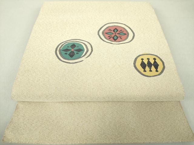 平和屋着物●爪掻き本綴れ　八寸名古屋帯　花丸文　金糸　正絹　逸品　DAAU5954ps