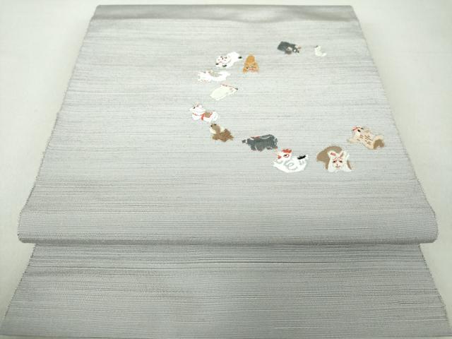 平和屋着物●八寸名古屋帯　紬地　すくい織　十二支　干支　正絹　逸品　未使用　DAAU5962ps