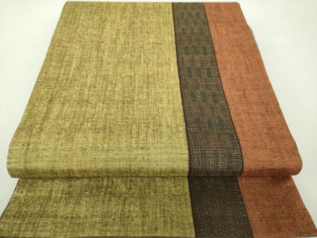 平和屋着物●本場結城紬　重要無形文化財　全通柄袋帯　100亀甲　間道　銀座おゝぎ屋扱い　正絹　逸品　DAAU5979ps