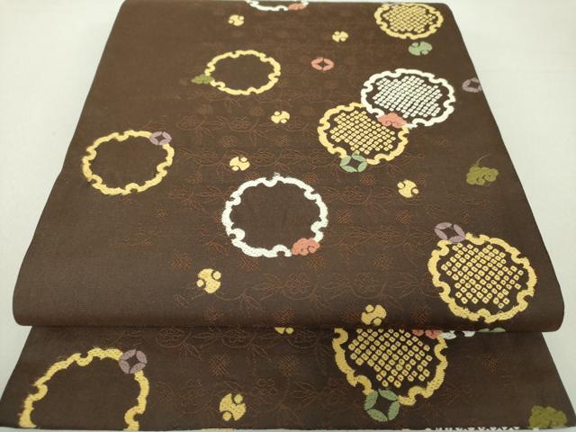 平和屋着物●六通柄袋帯　唐織　作家物　伝承織　雪輪重ね　正絹　逸品　DAAU5983ps