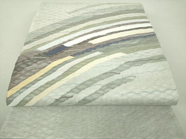 平和屋着物▽太鼓柄袋帯　スリーシーズン帯　春　夏　秋　櫛織り　霞文　正絹　逸品　DAAU5987ps