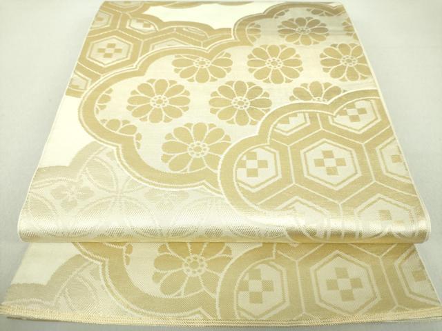 平和屋着物●西陣　川島織物　六通柄　本袋帯　雲取り花文　金糸　正絹　逸品　DAAU5988ps