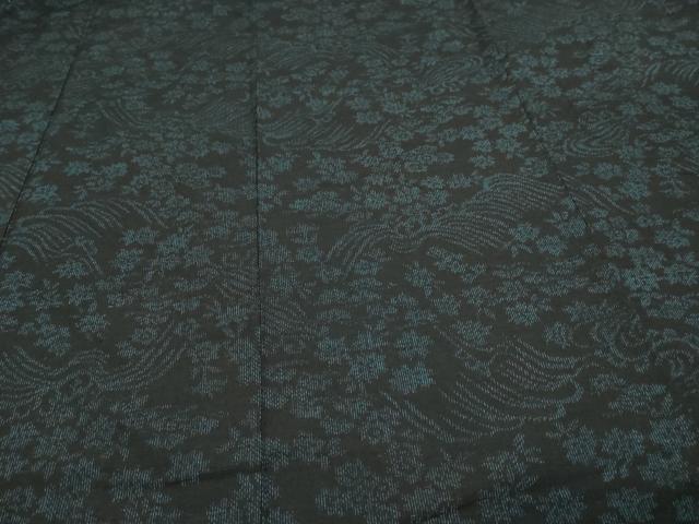 平和屋着物▽結城紬　単衣　草花文　正絹　逸品　DAAU6390sf