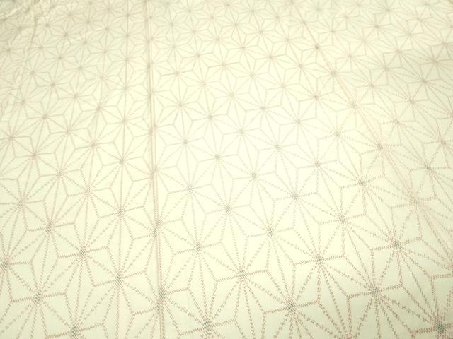 平和屋着物▽上質な紬　単衣　麻の葉文様　ロング丈　正絹　逸品　DAAU6398sf