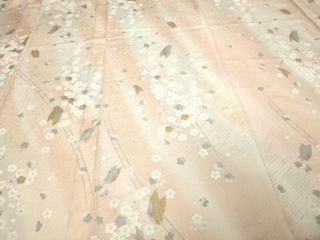 平和屋着物▽上質な小紋　単衣　花蝶文　暈し染め　金彩　やまと誂製　正絹　逸品　未使用　DAAU6408sf