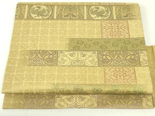 平和屋着物●九寸名古屋帯　鳳凰花唐草横段文　正絹　逸品　DAAU6600ob