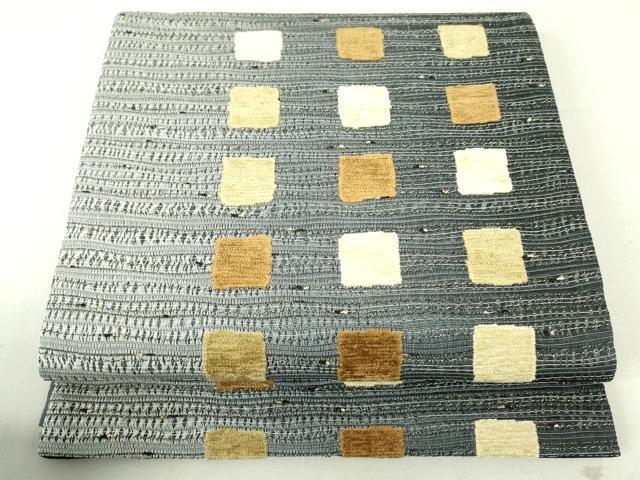 平和屋着物●両面　六通柄袋帯　モール　霞横段文　正絹　逸品　DAAU6603ob