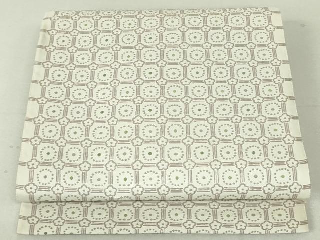 平和屋着物●六通柄袋帯　格子花文　正絹　逸品　DAAU6622ob